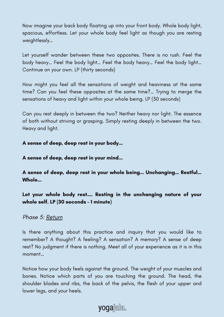 Free Yoga Nidra Script For Deep Rest And Relaxation